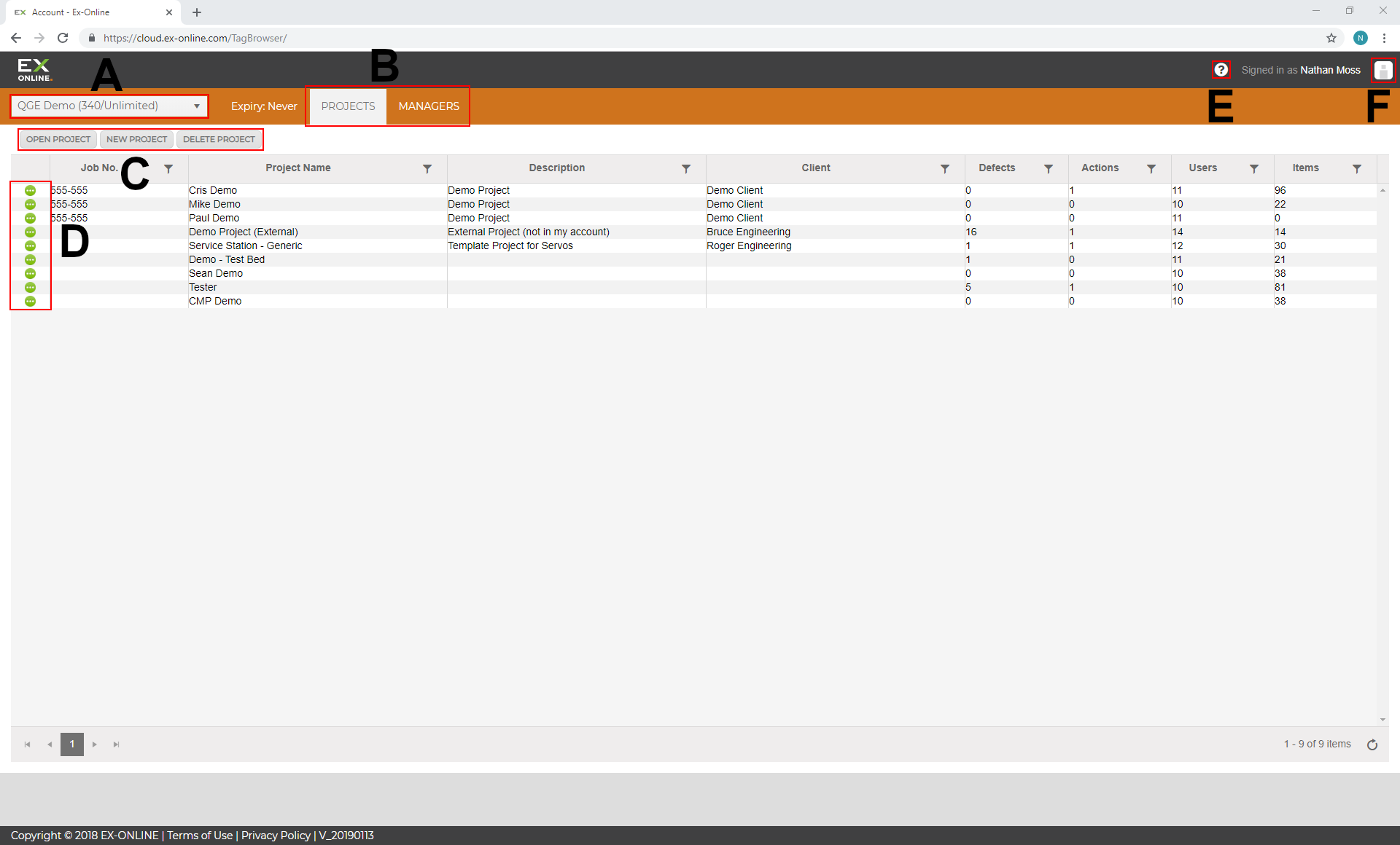 Account Page - ExOnline Help